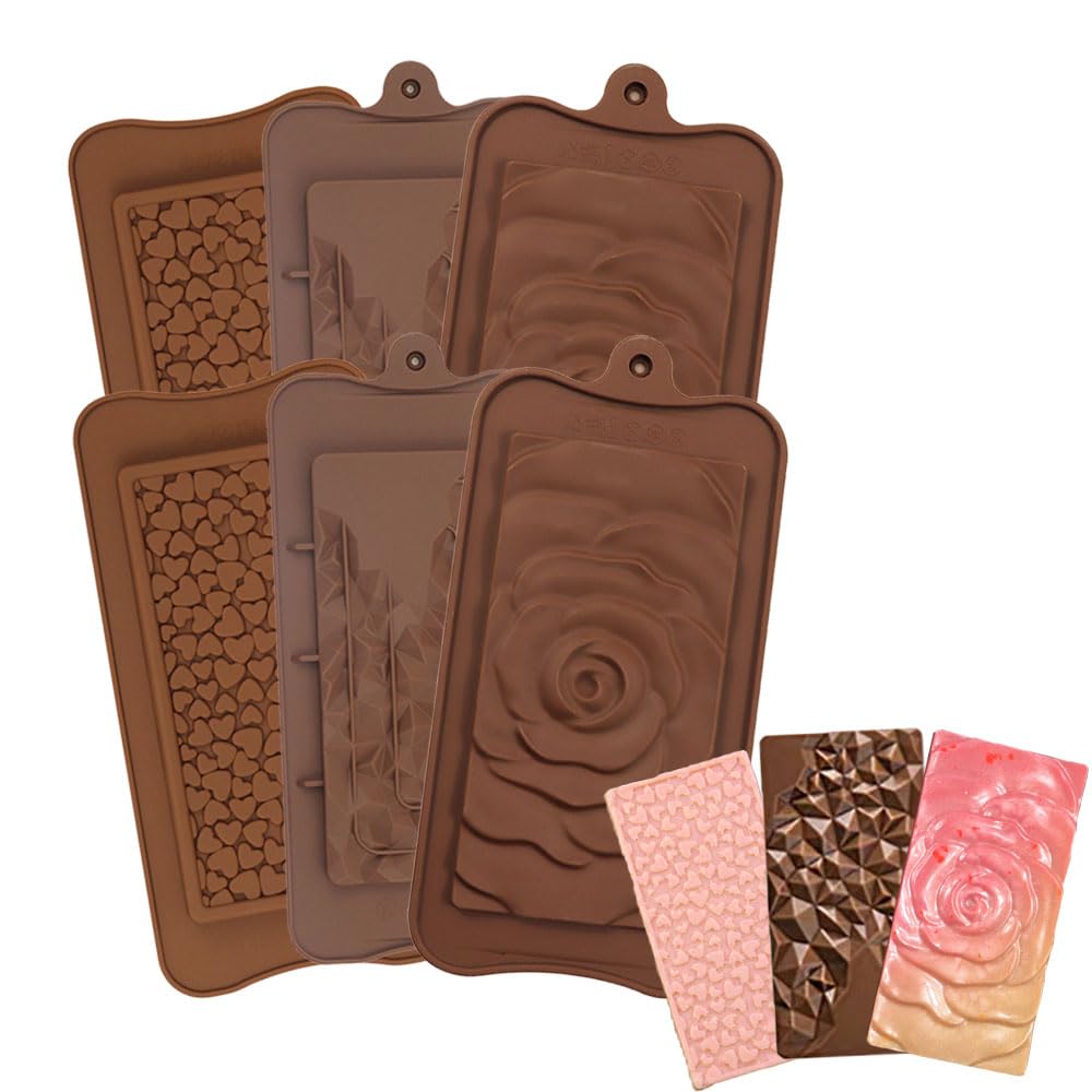 Amazon.com: 6 PCS Break Apart Chocolate Silicone Molds, Candy Bar Mold ...