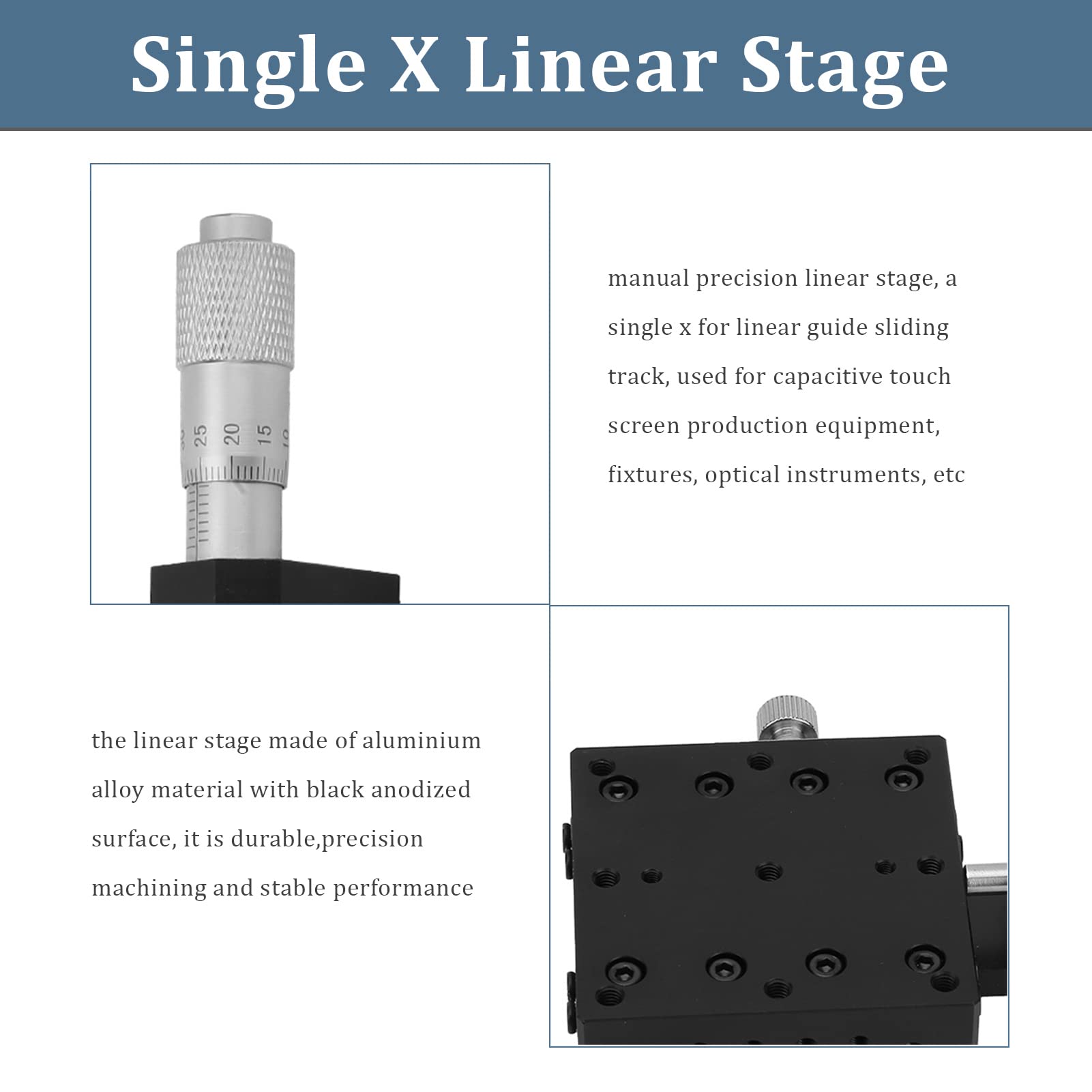 Manual X Linear Stage,Micrometer Fine Tuning Slide Table, Precision