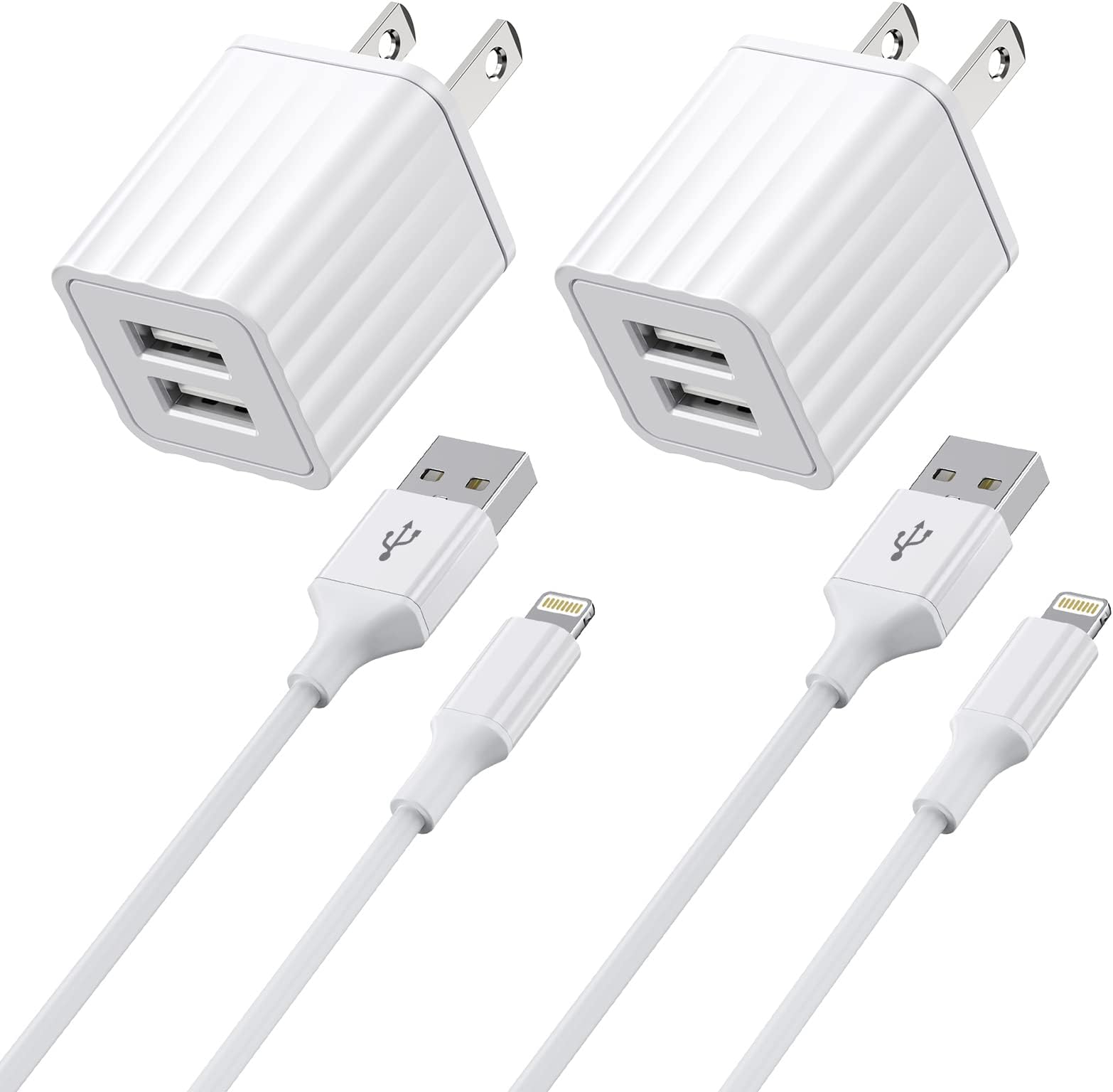 Amazon.com: 20W Dual Port Fast Charger Block 2-Pack with 6FT & 10FT MFi ...