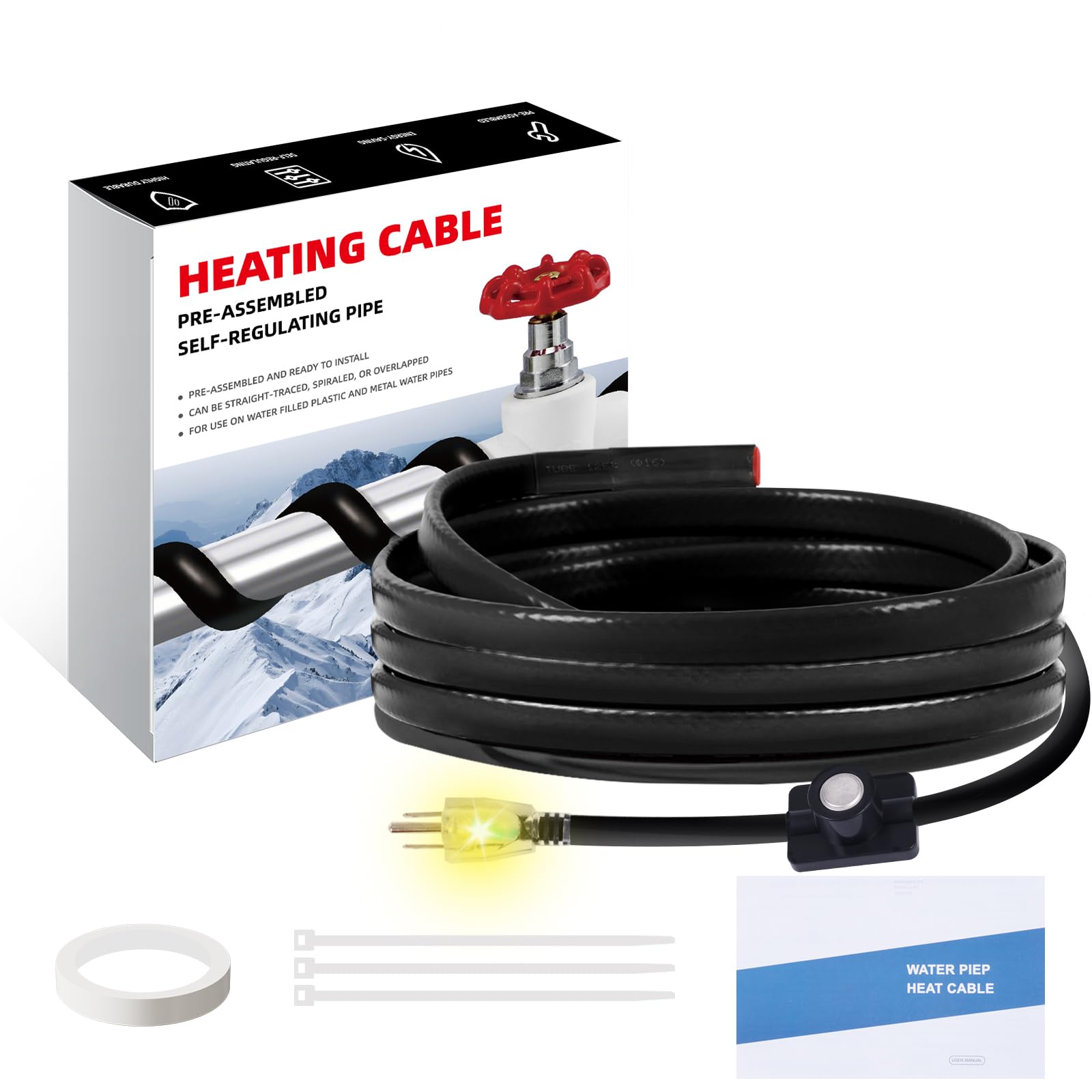 Tsolzdadi 6FT Heat Cable for Water Pipes, Prevent Freezing & Easy ...