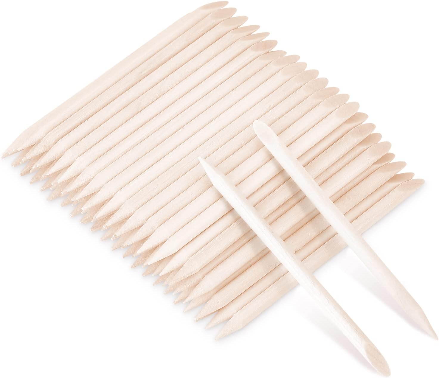 PROUSKY 100 Pieces Wooden Sticks Double-End Wood Cuticle Pusher Remover ...