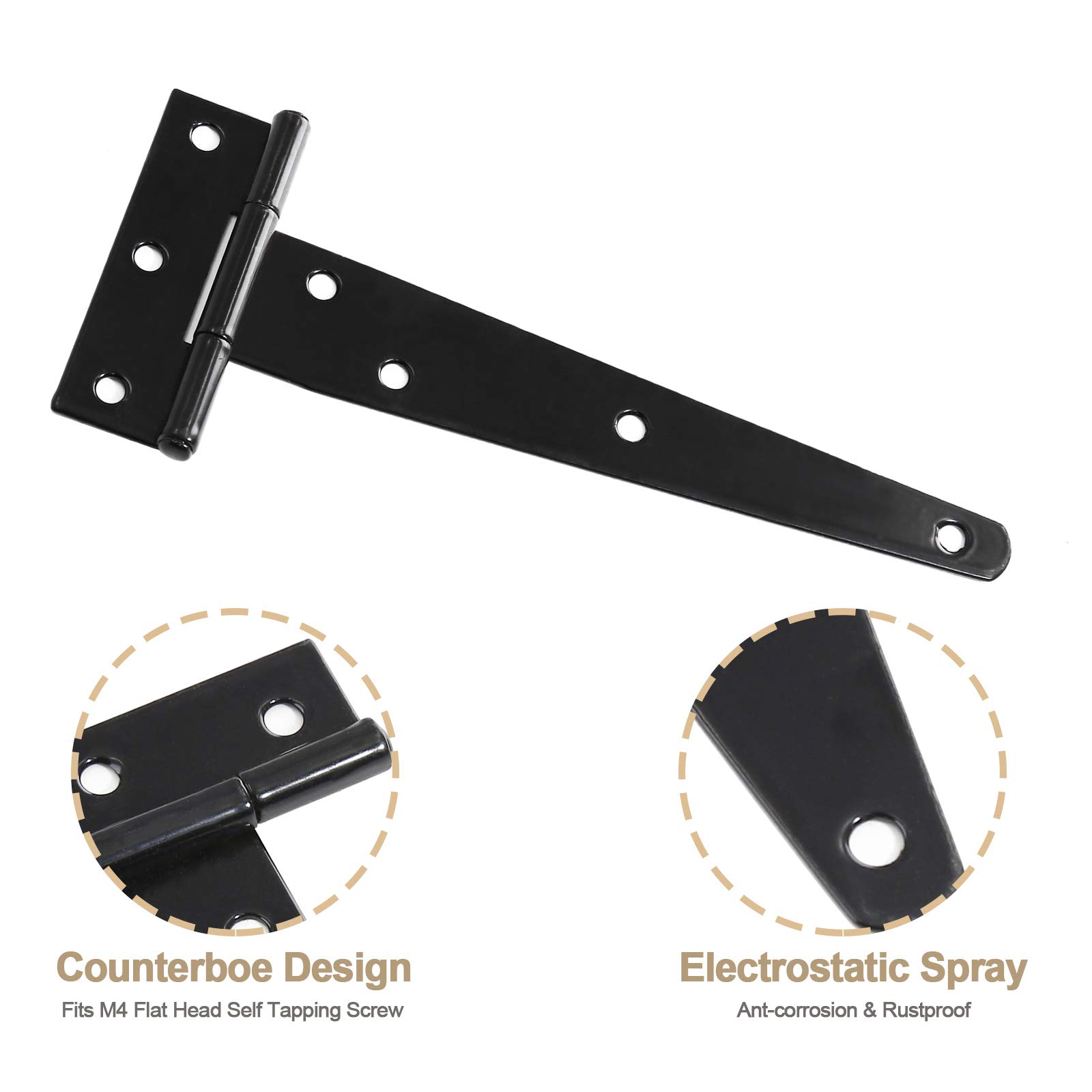 Snapklik.com : Seimneire 8pcs 6 Inch T-Strap Door Hinge, Heavy Duty ...