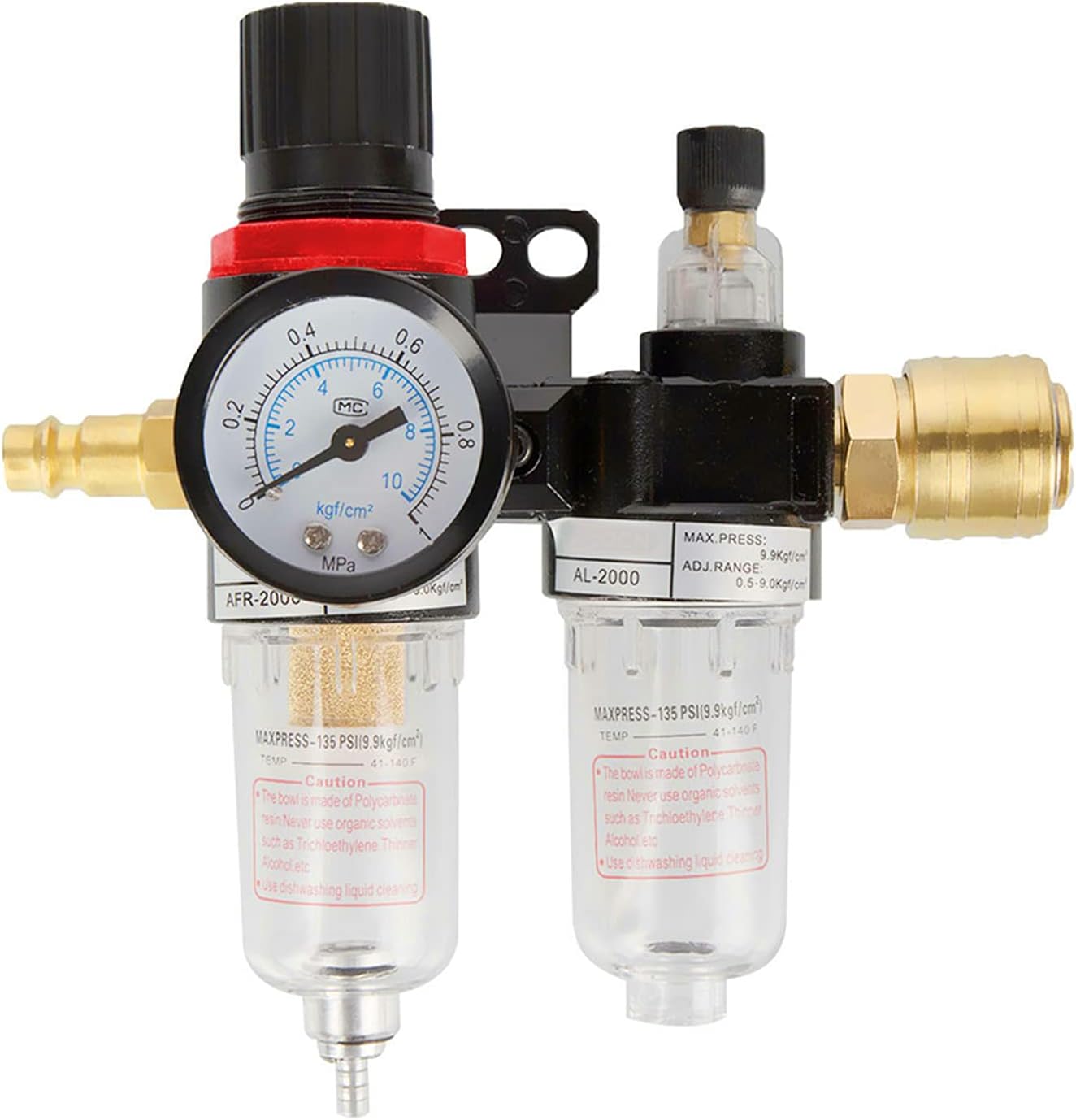 Air Filter Regulator 1/4" Oil and Moisture Filter Compressor Pressure ...