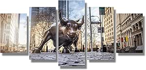 Amazon.com: LSIUHWUWI Canvas Prints Wall Art Modern Wall Street Bull ...