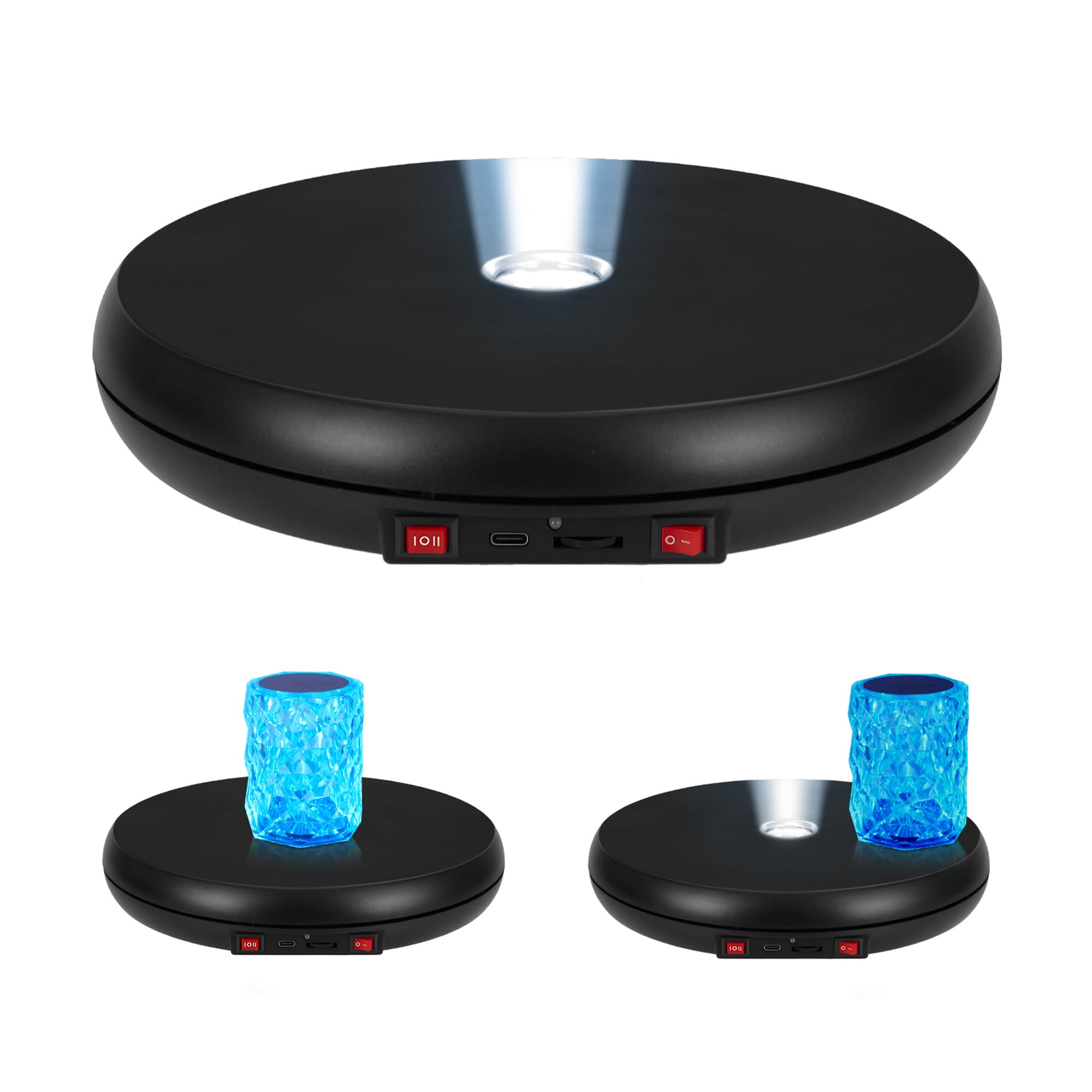 Amazon.com: GOHASPW Rotating Display Stand LED Light 10'' Turntable ...