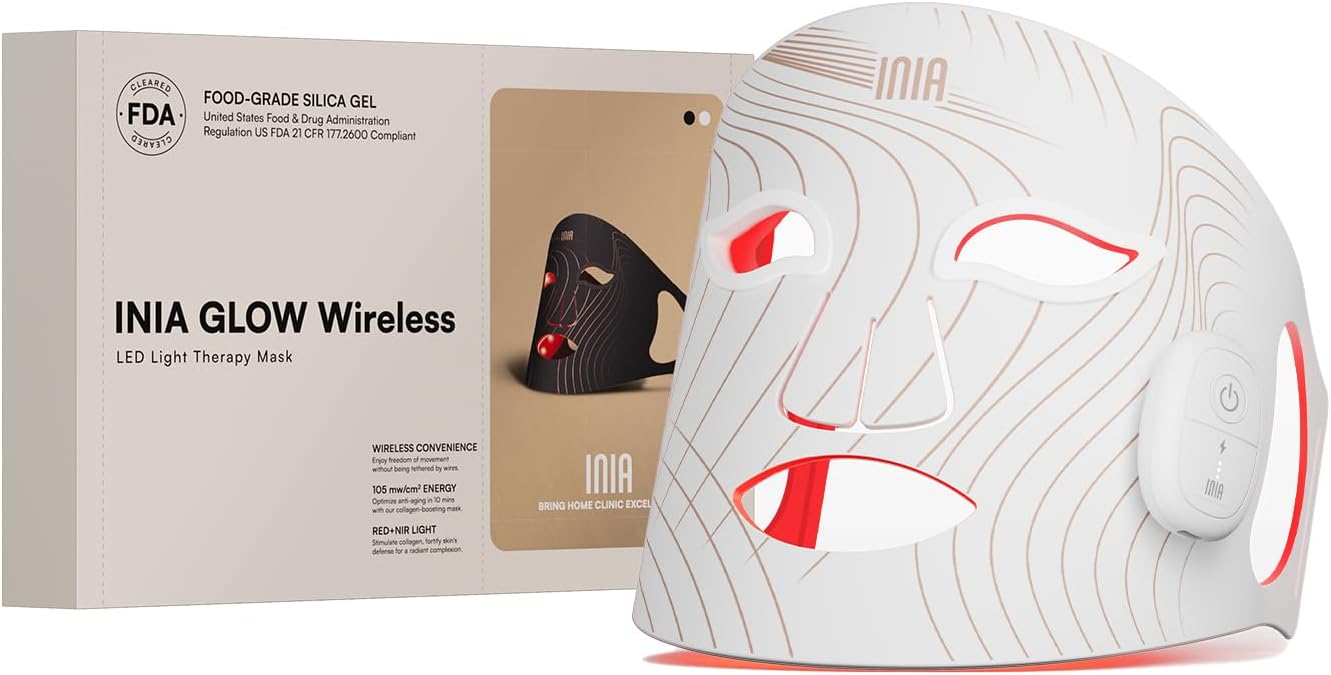 Amazon.com: INIA Red Light Therapy Mask for Face, Glow Wireless LED ...