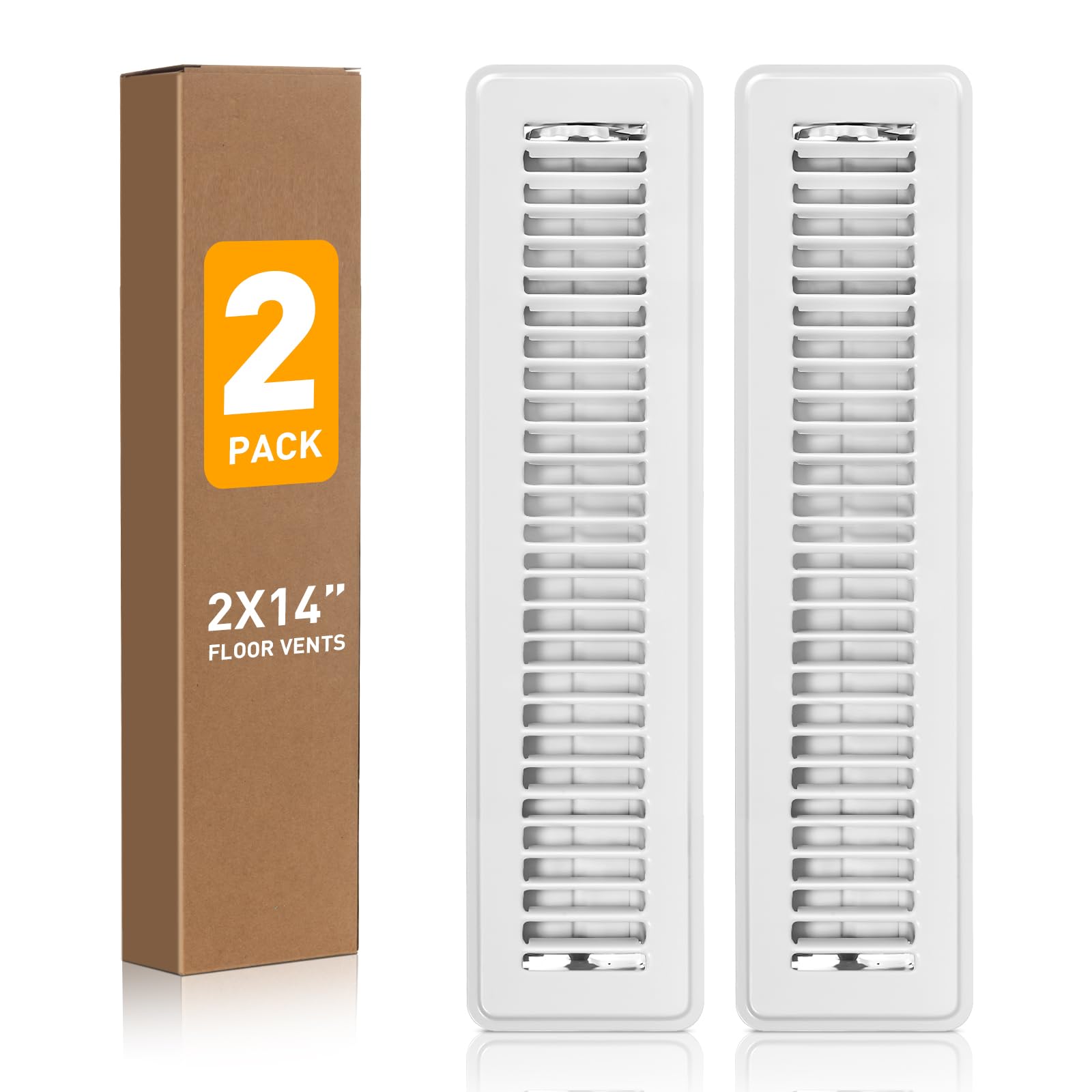 Floor Vents 2x14 Floor Register, Vent Covers for Home Floor 2 Pack, Rust Proof Finish Vent ...