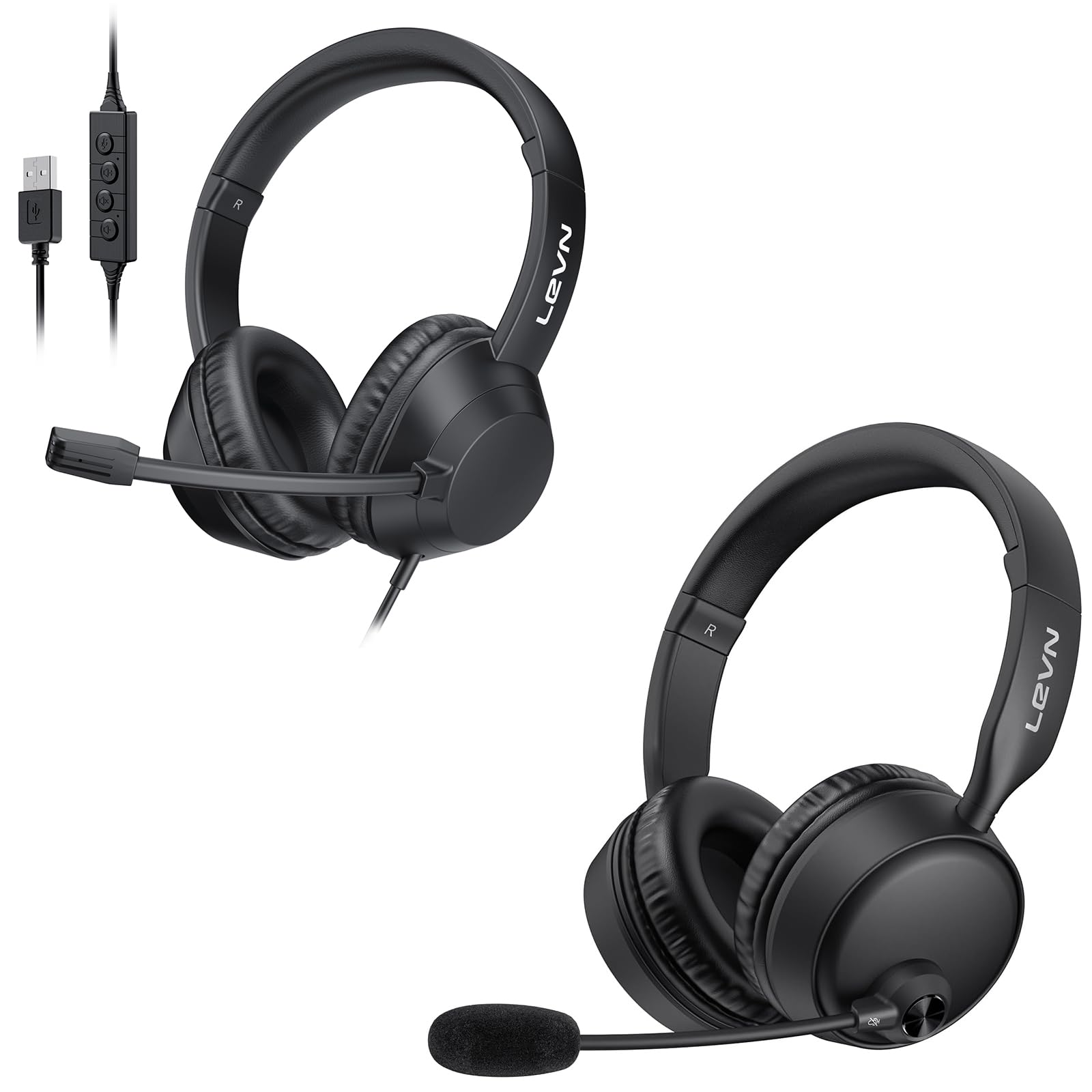 Amazon.com: LEVN Bluetooth Headset with Microphone, Wireless Headset ...