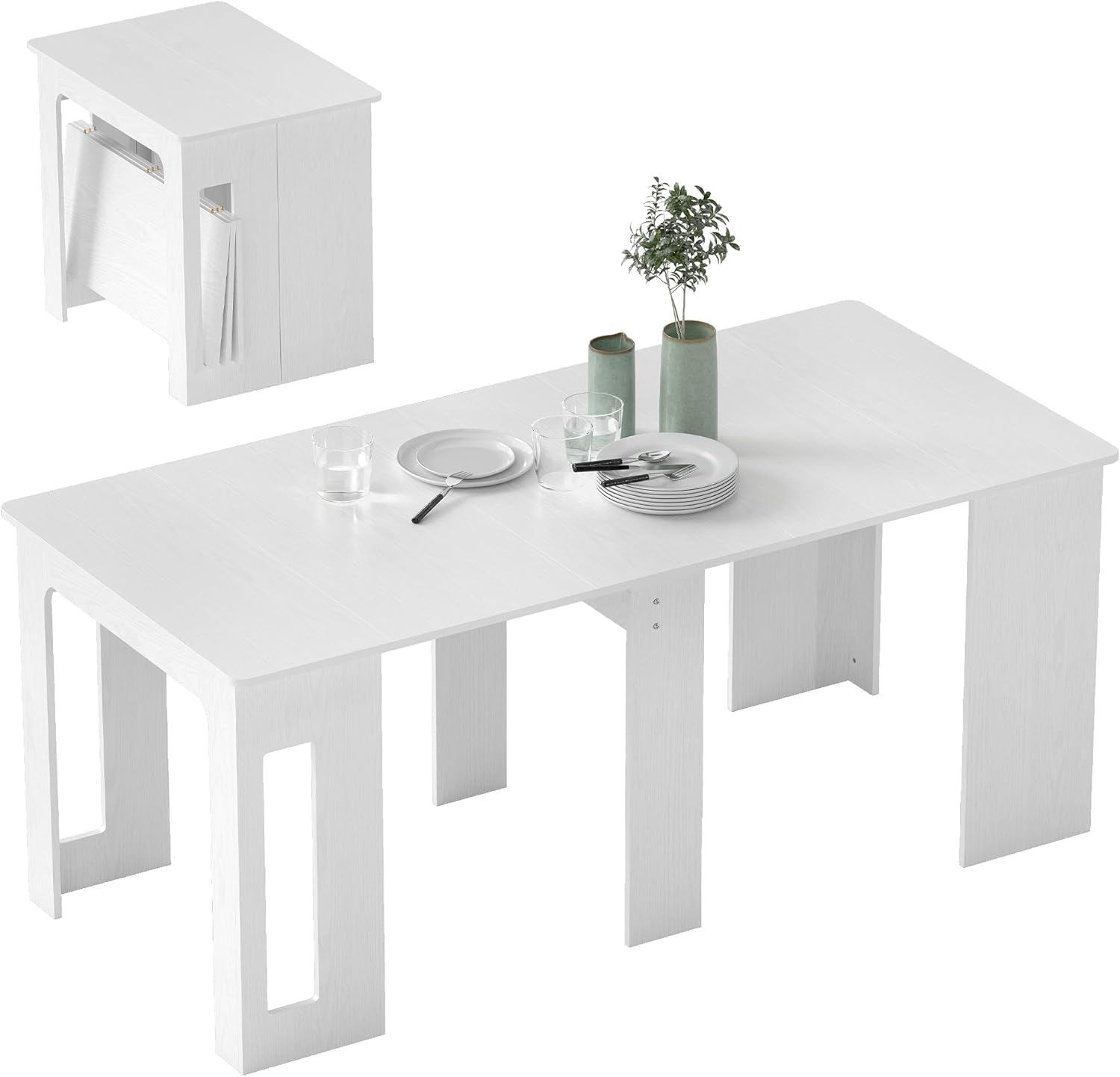 HOMCOM Extendable Dining Table, Expandable Kitchen Table for Small ...