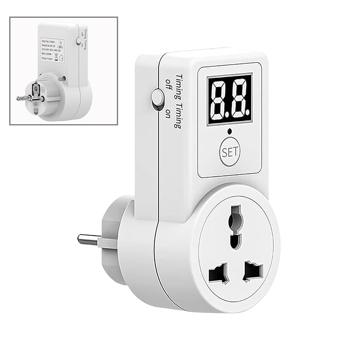 HASTHIP® Programmable Digital Timer Socket, Smart 2-Pin Plug-in Outlet ...
