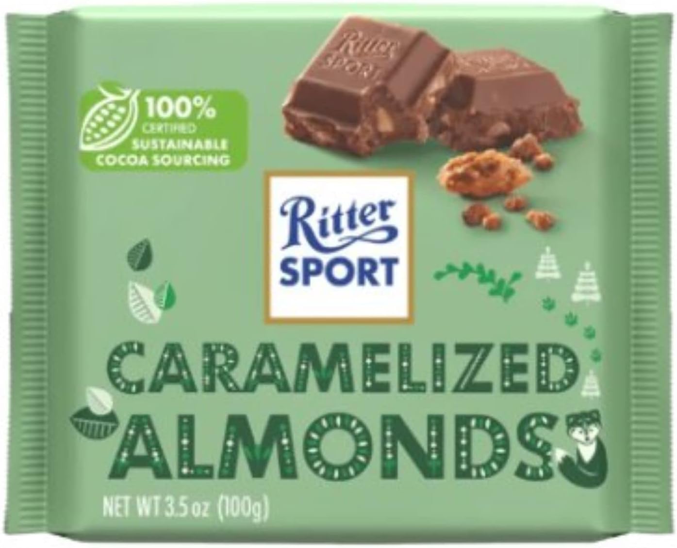 Amazon.com : Ritter Chocolate Caramel Almond Chocolate Bar, 100 GR ...