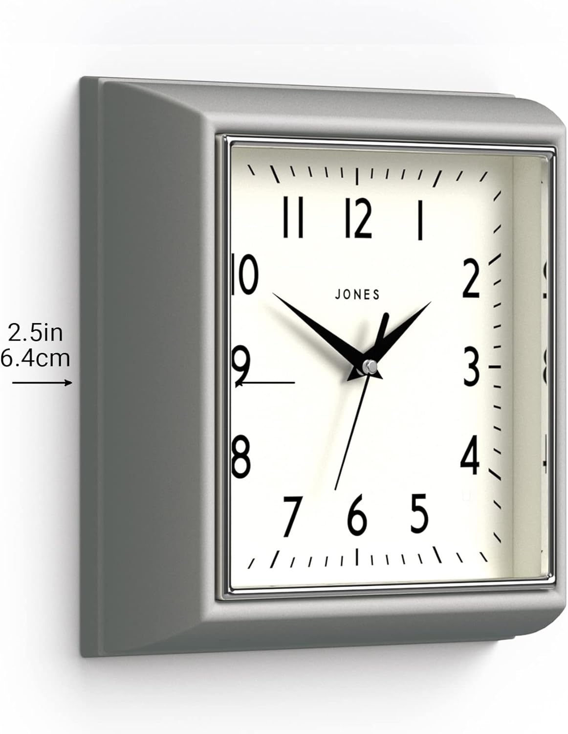 Jones Clocks® Mustard Square Retro Wall Clock Modern Colour Design ...