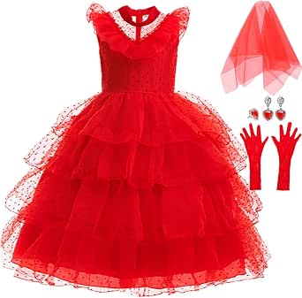 Amazon.com: Luzlen Girls Red Ghost Bride Costume Halloween Carnival ...