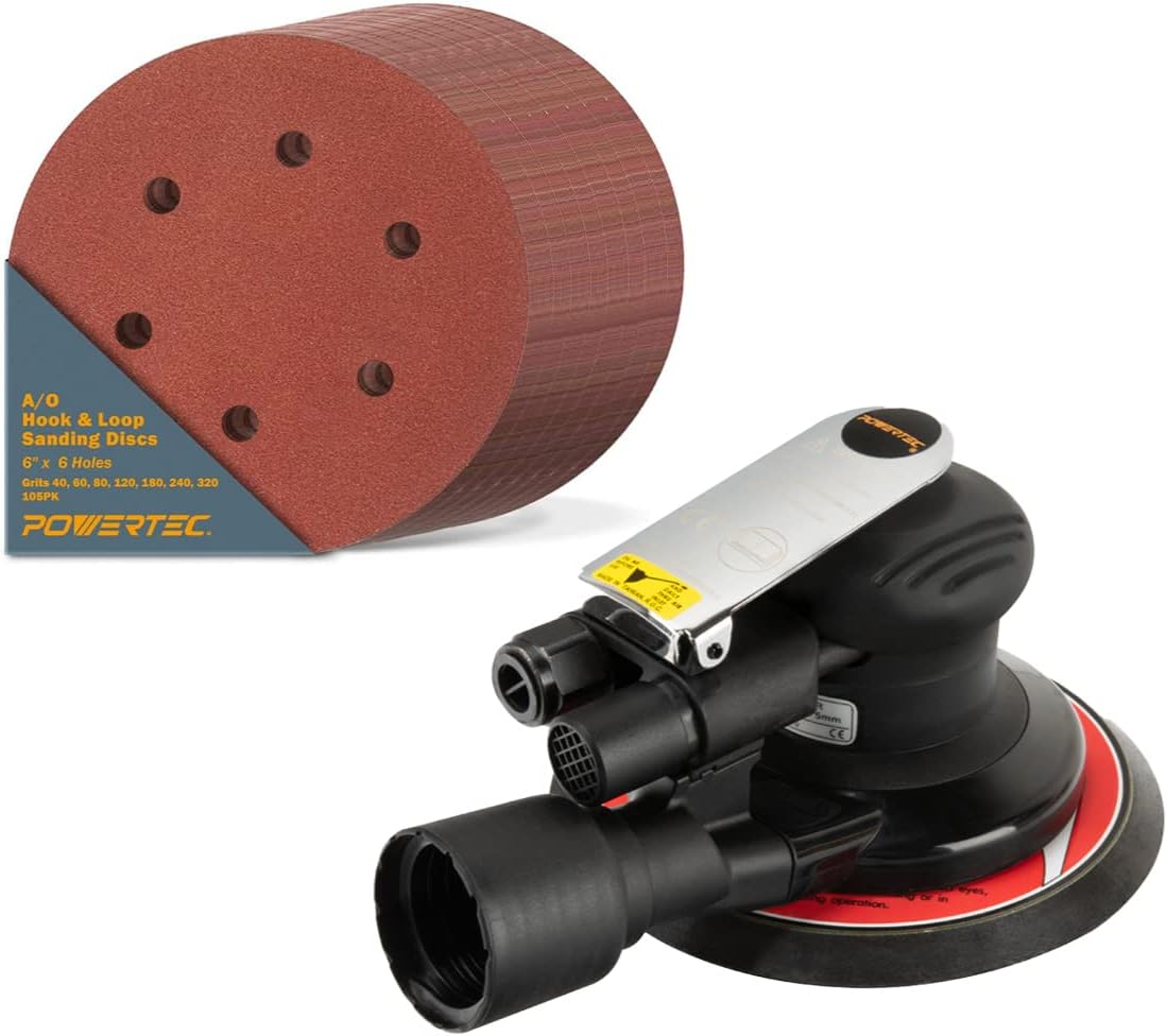POWERTEC AS63161 Central Vacuum Random Orbital Sander 6" Tool Diameter ...