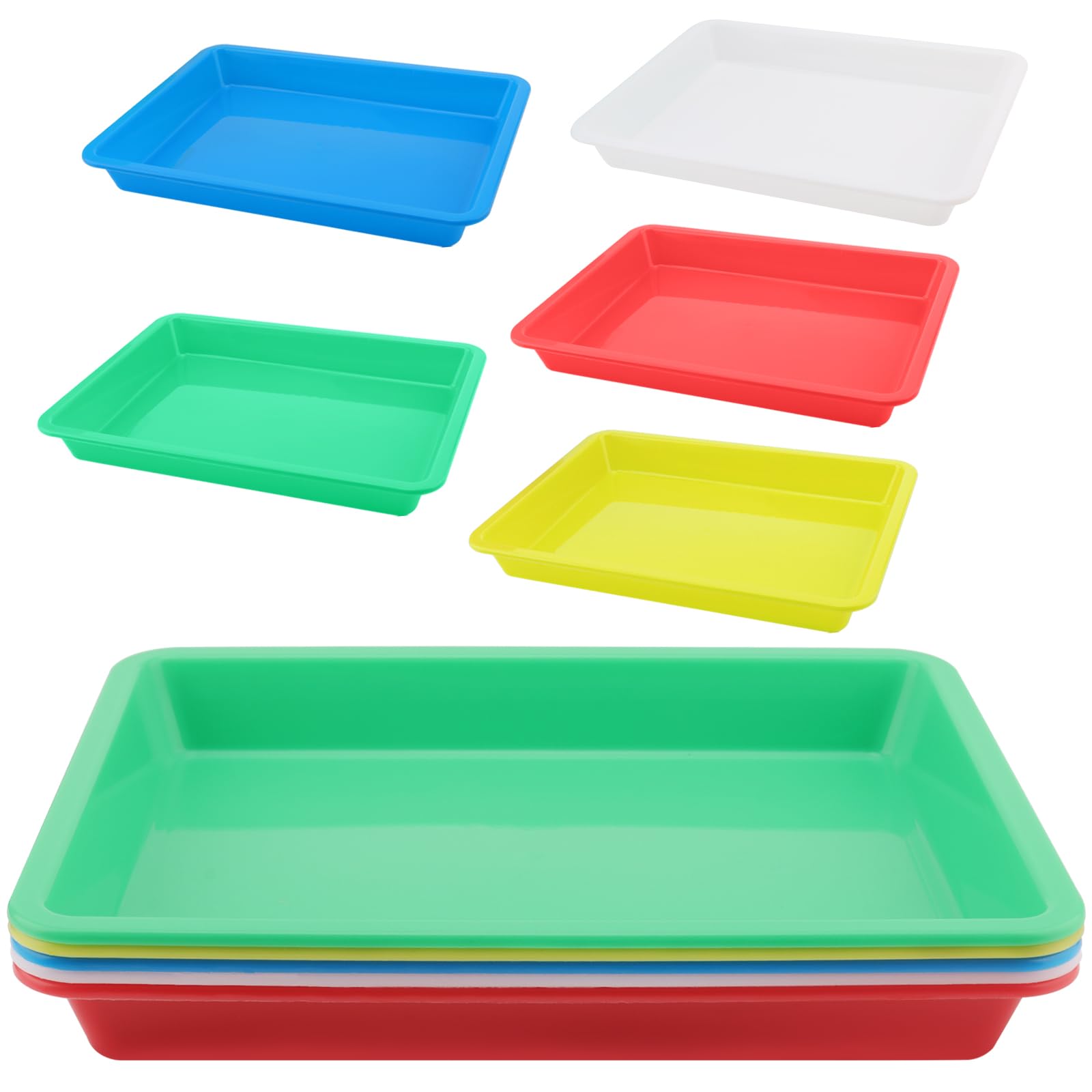DAKFOOK 20 PCS Plastic Activity Trays, 28 x 21 x 3cm Multicolor Play ...