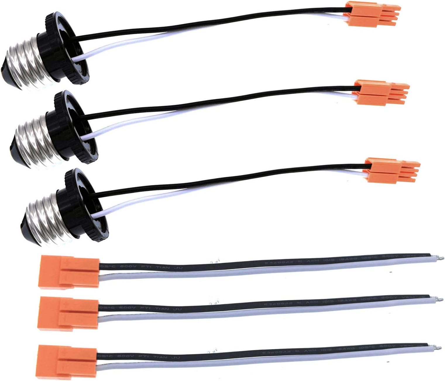 MTQY 4PCS E26 Socket Adaptor Medium Base Male Bulb Socket Pigtail E26 ...