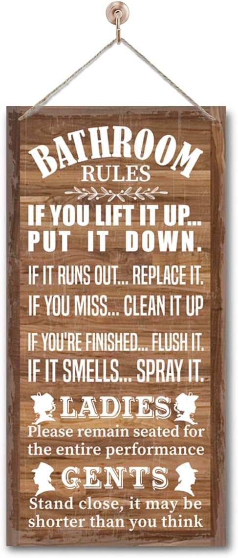 Amazon.com: Rustic Western Bathroom Decor - Funny Wall Signs, Farmhouse ...