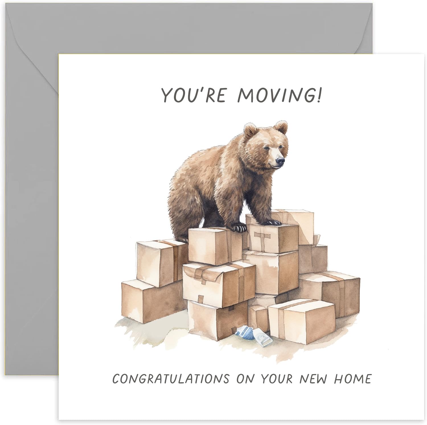 Old English Co. Fun Brown Bear New Home Card for Couple - 'You're ...