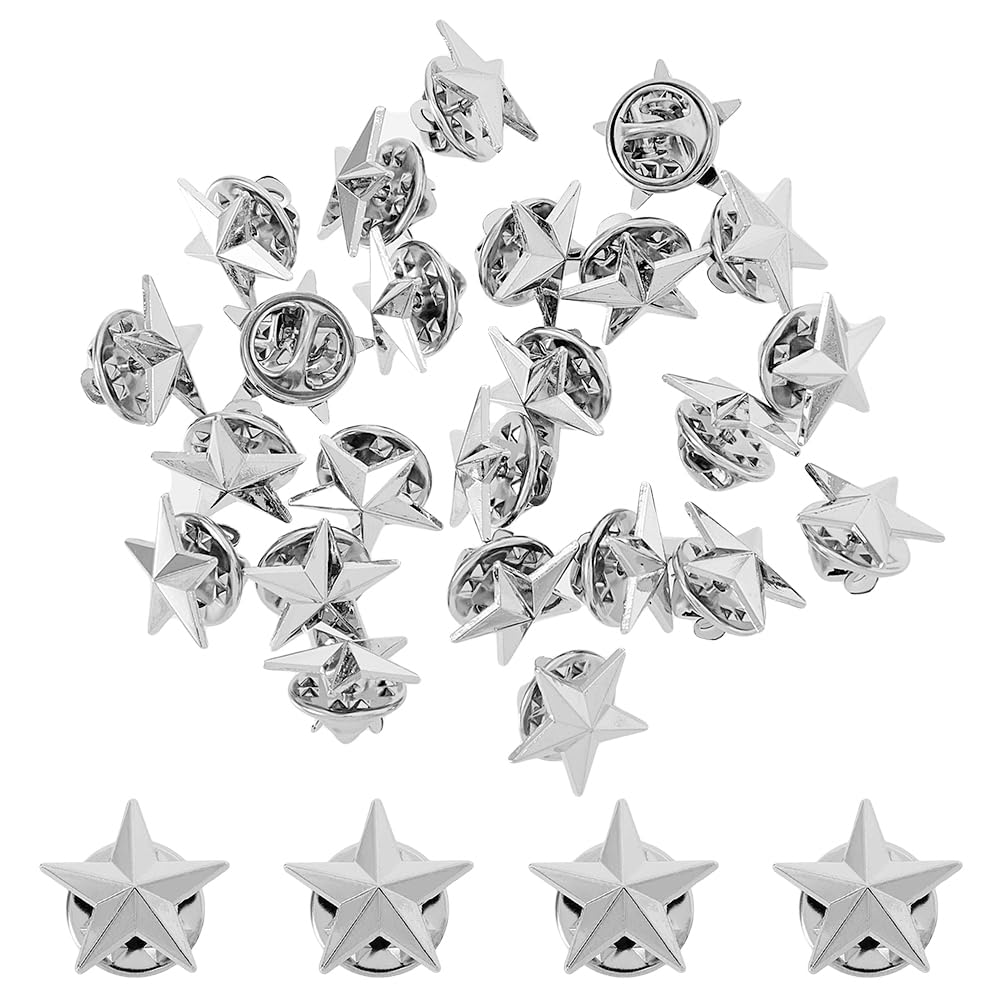 SUPERFINDINGS 24Pcs Platinum Star Badge Lapel Pin Pentagram Alloy ...