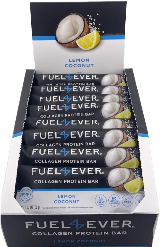 Amazon.com : Fuel 4 Ever Collagen Protein Bars, Lemon Coconut, 1.83 ...