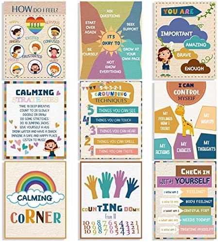 Amazon.com : QOUBAI 53Pcs Calm Down Corner Classroom Poster Travel the ...
