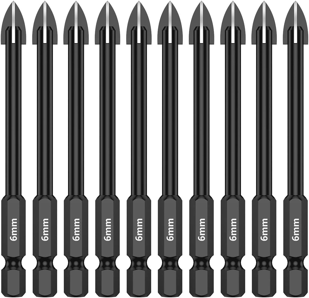 10Pcs Glass and Tile Porcelain Drill Bit 6mm Tungsten Carbide Tipped ...
