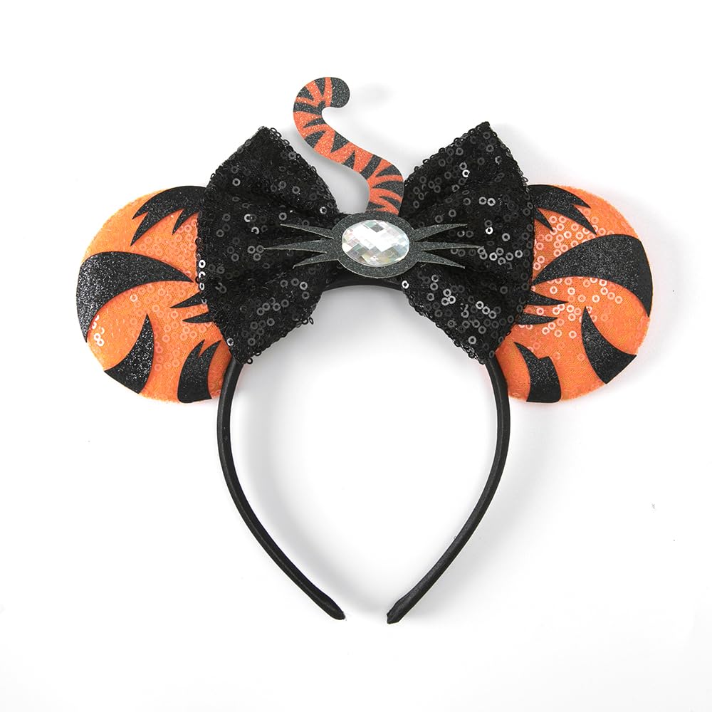 Amazon.com: JIAHANG Halloween Mouse Ears Headband, Black Sequin Bow ...