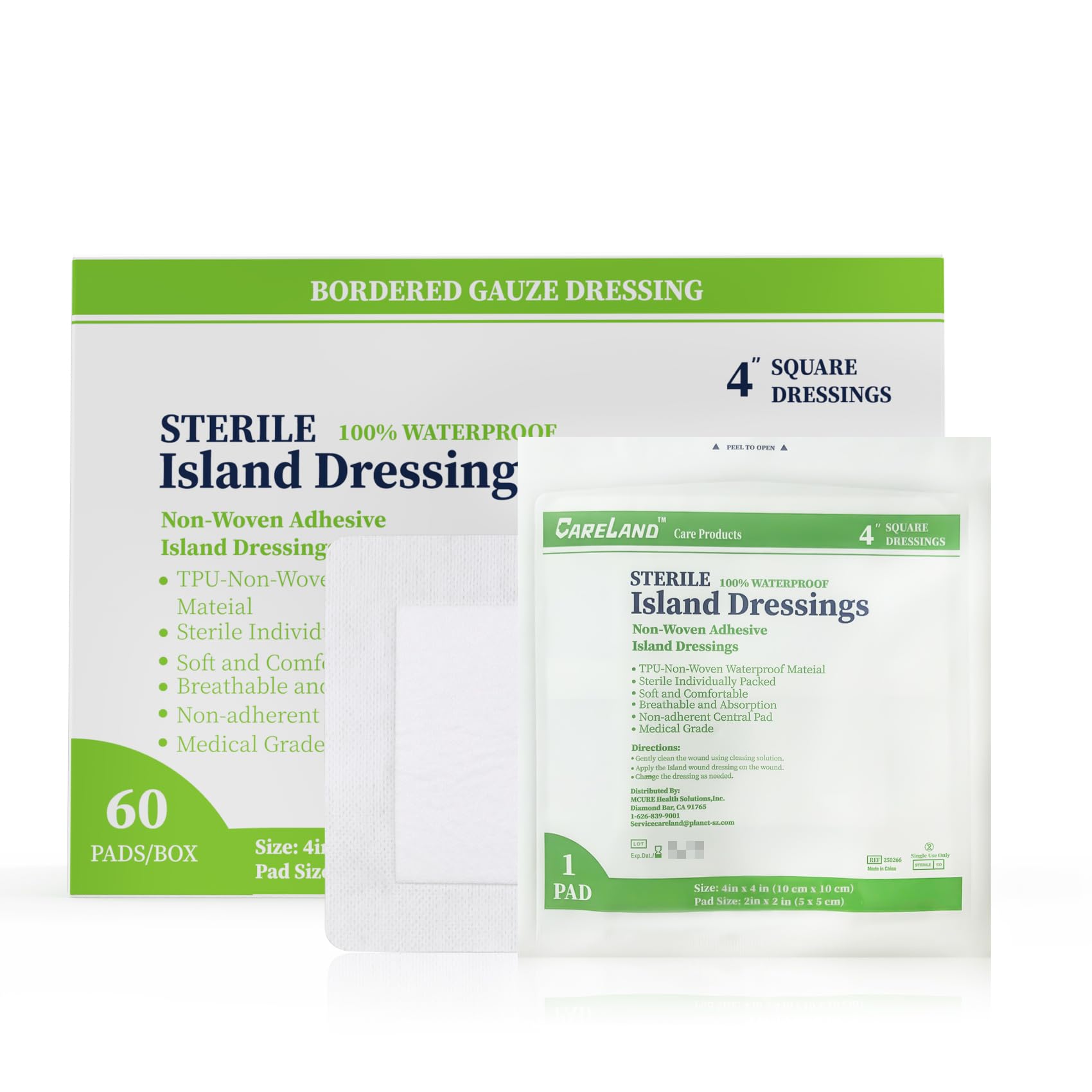 Snapklik.com : Careland Waterproof Bordered Gauze Island Dressing 4x4 Box Of 60 Sterile Medical ...