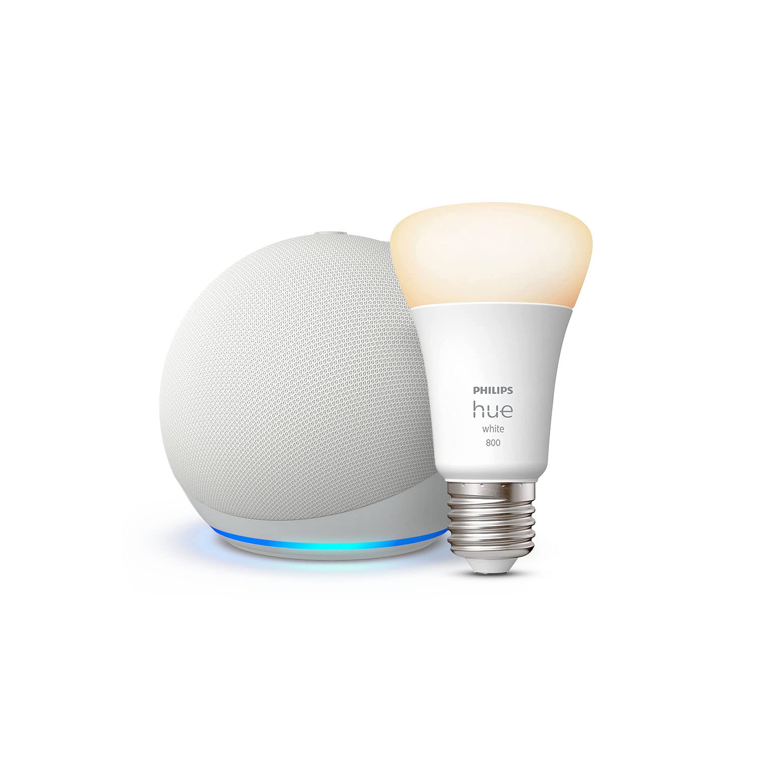 Echo Dot (5. Generation) | Weiß + Philips Hue White Smart Bulb (E27 ...