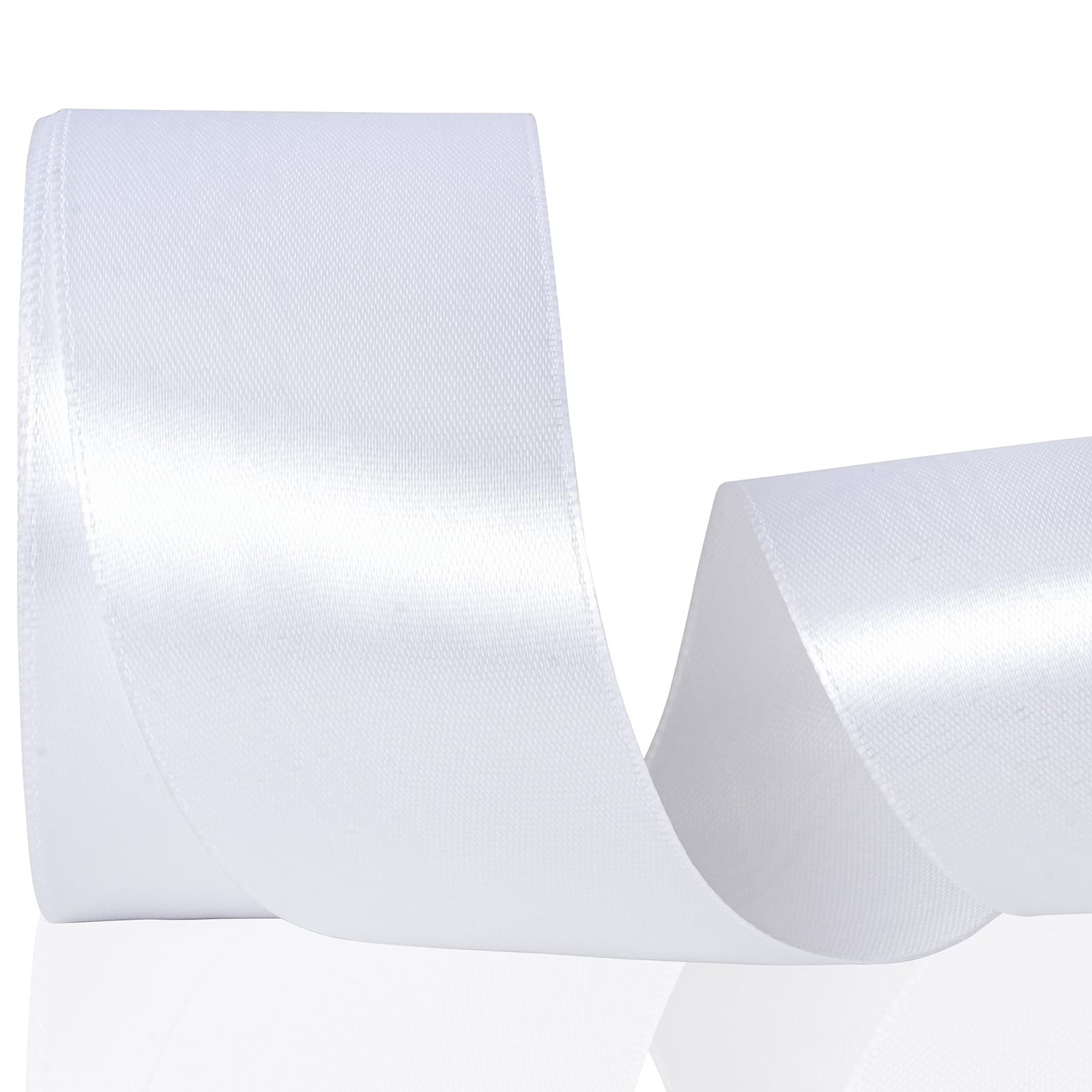 Amazon.com: White Ribbon 2 Inch, 25 Yards/roll Solid Satin Ribbon for ...