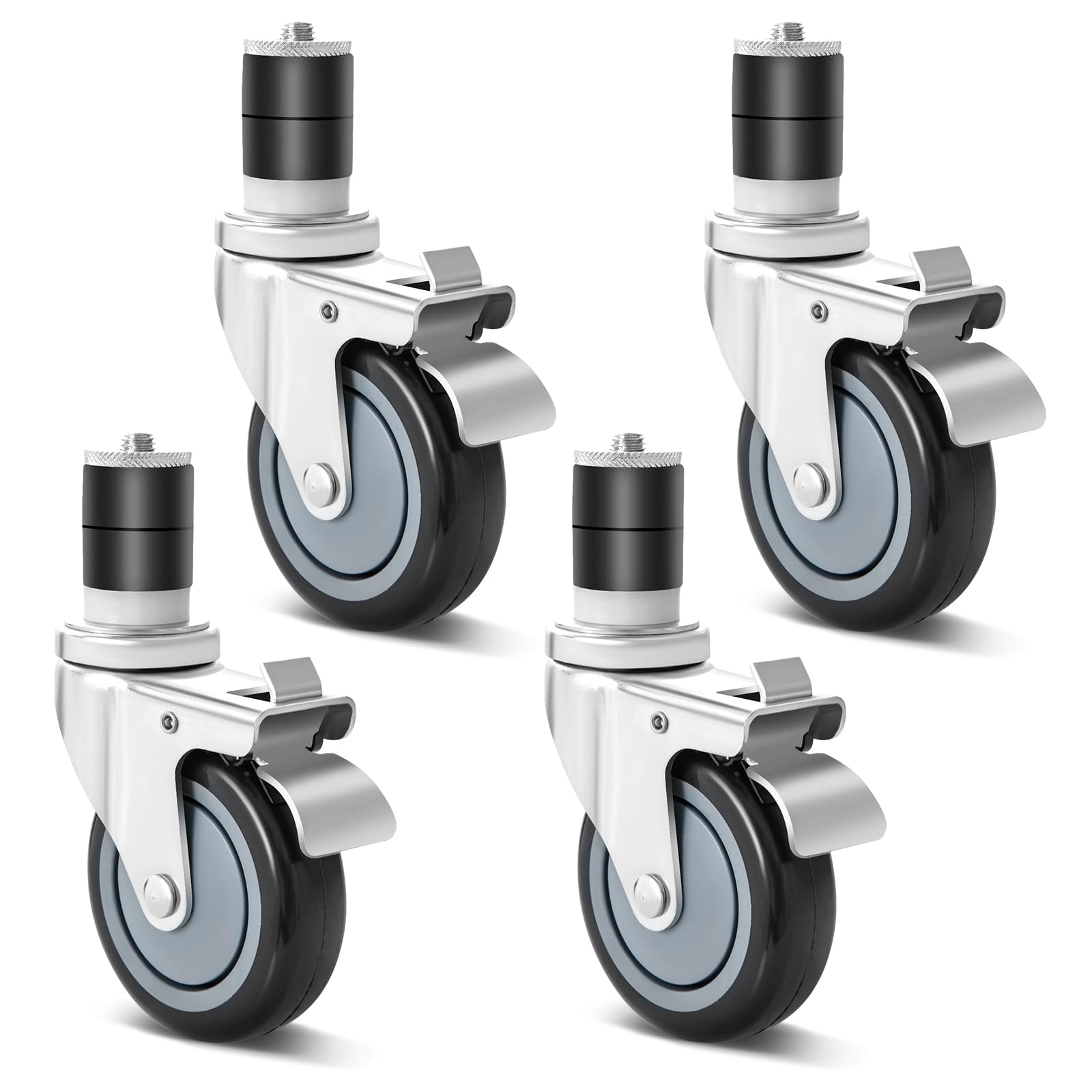 Goplus Stem Casters of 4, Heavy Duty 4 Inch Expanding Wheels, Two with ...