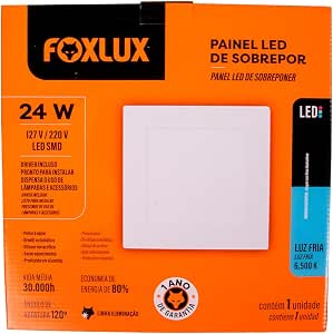 Foxlux Painel LED Quadrado Sobrepor 24W 6500K Biv, Branco | Amazon.com.br
