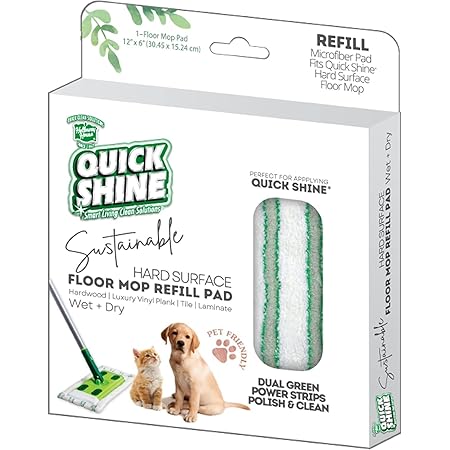 Amazon.com: Quick Shine Hard Surface Floor Mop Refill Pad 12" Wx6 Dx1/2 ...