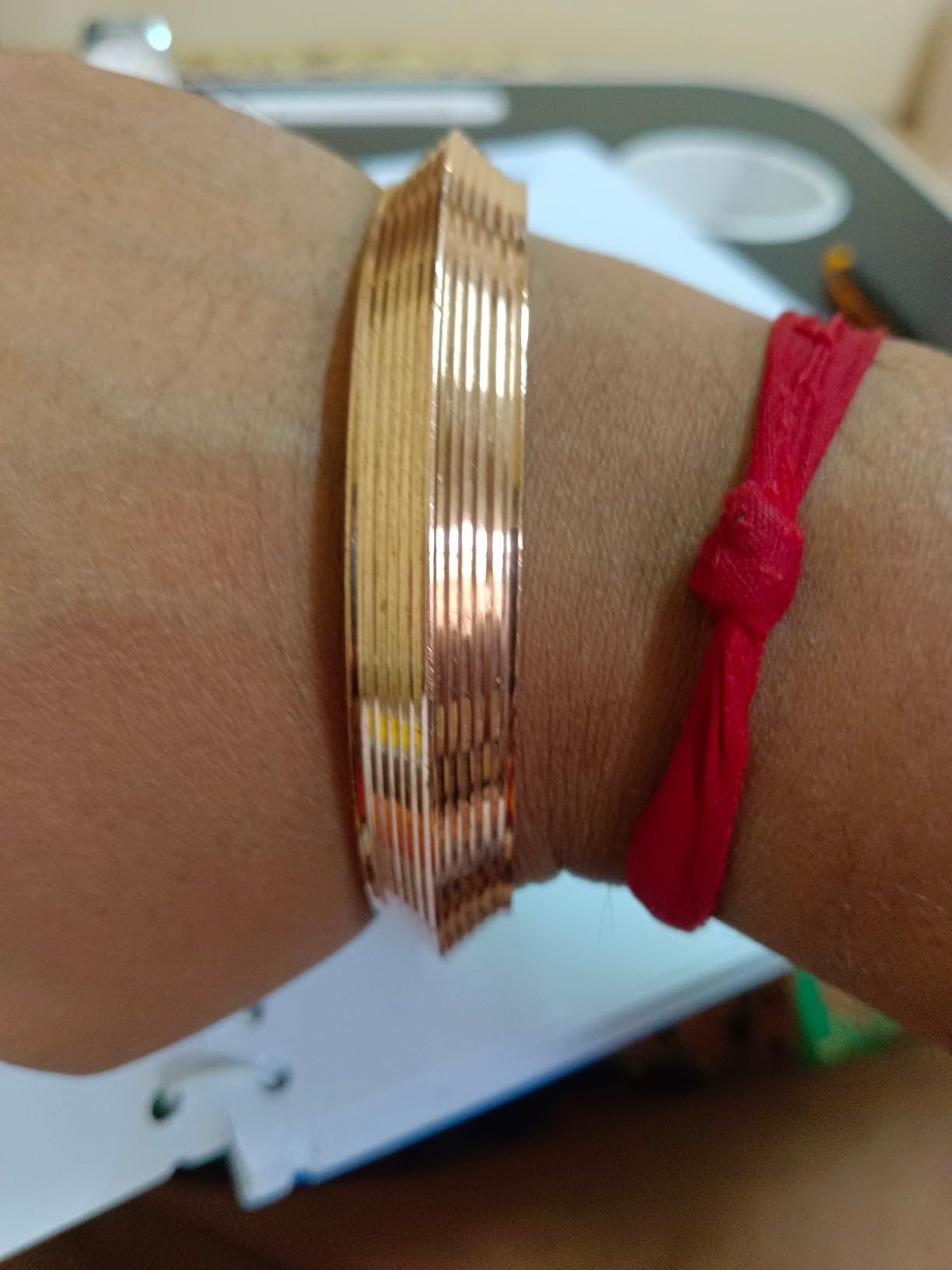 Buy MAHANT JI 100% Pure Copper Thick 5 Line Punjabi Kada For Men With Lab Certificate (Inner ...