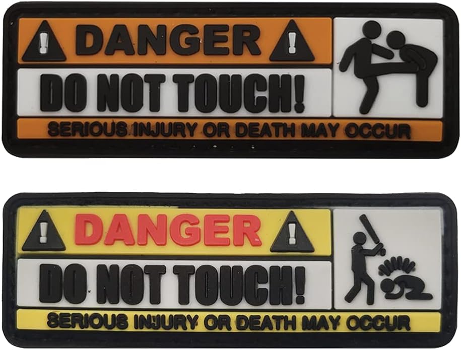 Amazon.com: 2 PCS AliPlus Danger Patches Do Not Touch Patch PVC Patches ...