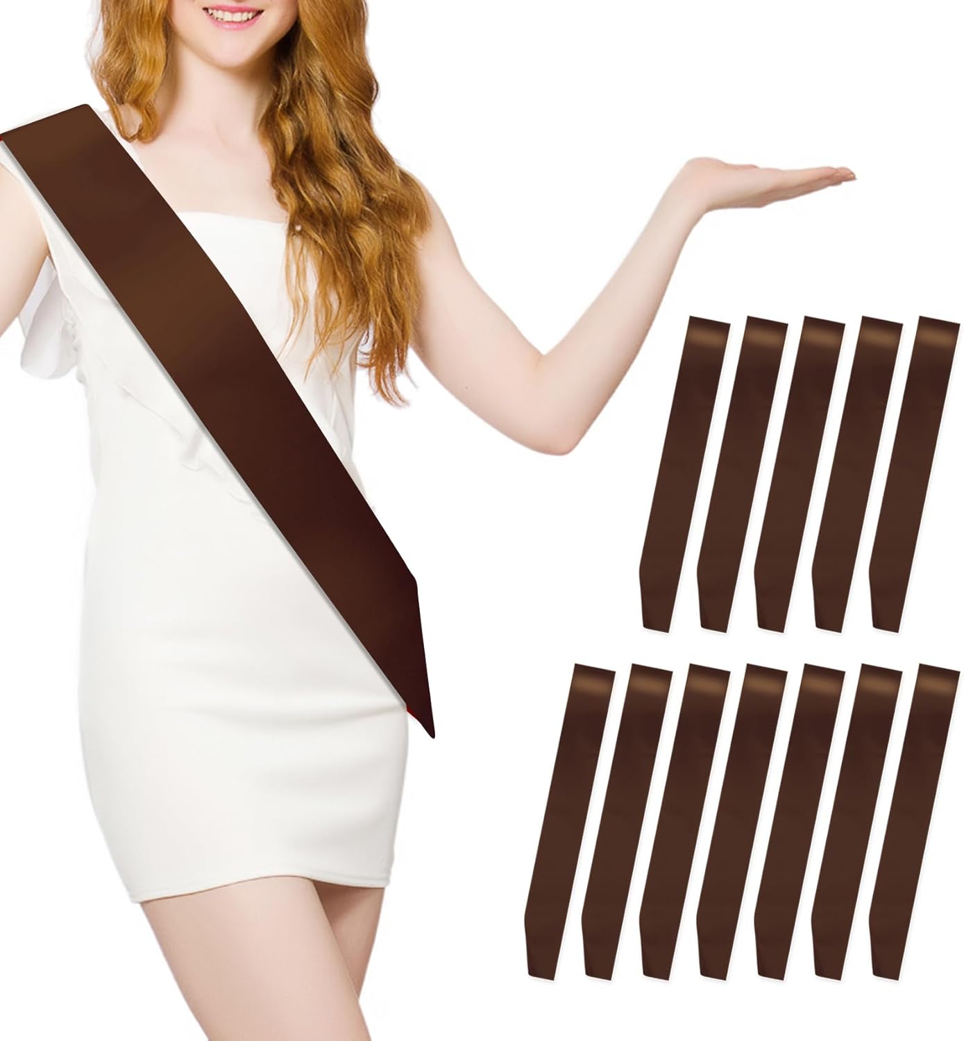 Amazon.com: MDOZQ 12 Pcs Blank Satin Sash Party Favors - Brown Satin ...