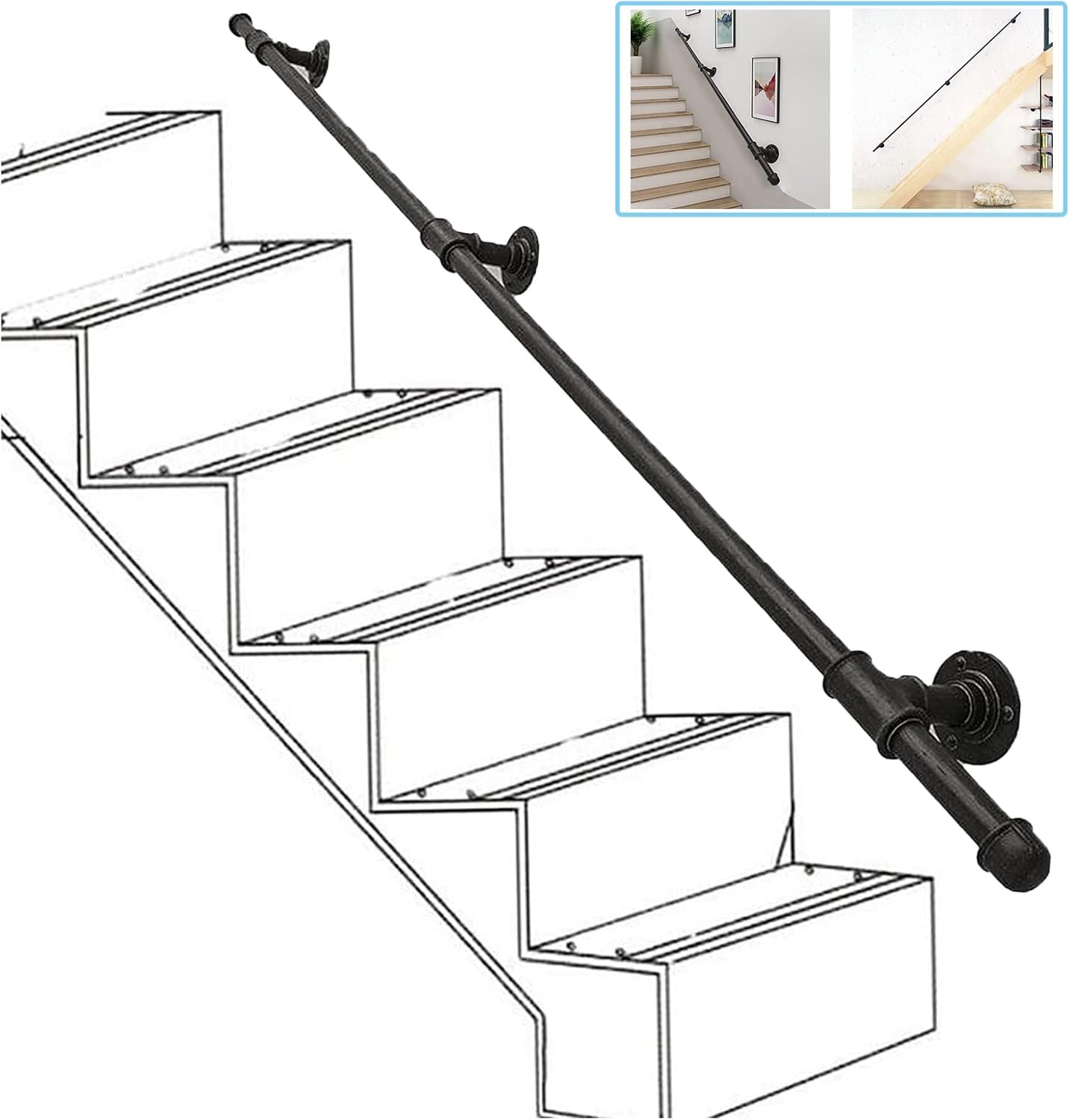 Amazon.com: Vintage Retro Handrail for Stairs Indoor Outdoor, Staircase ...