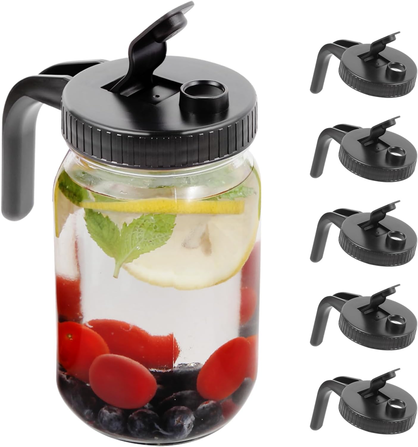 Amazon.com: Dandat 5 Pcs Wide Mouth Mason Jar Pour Lids with Handle ...