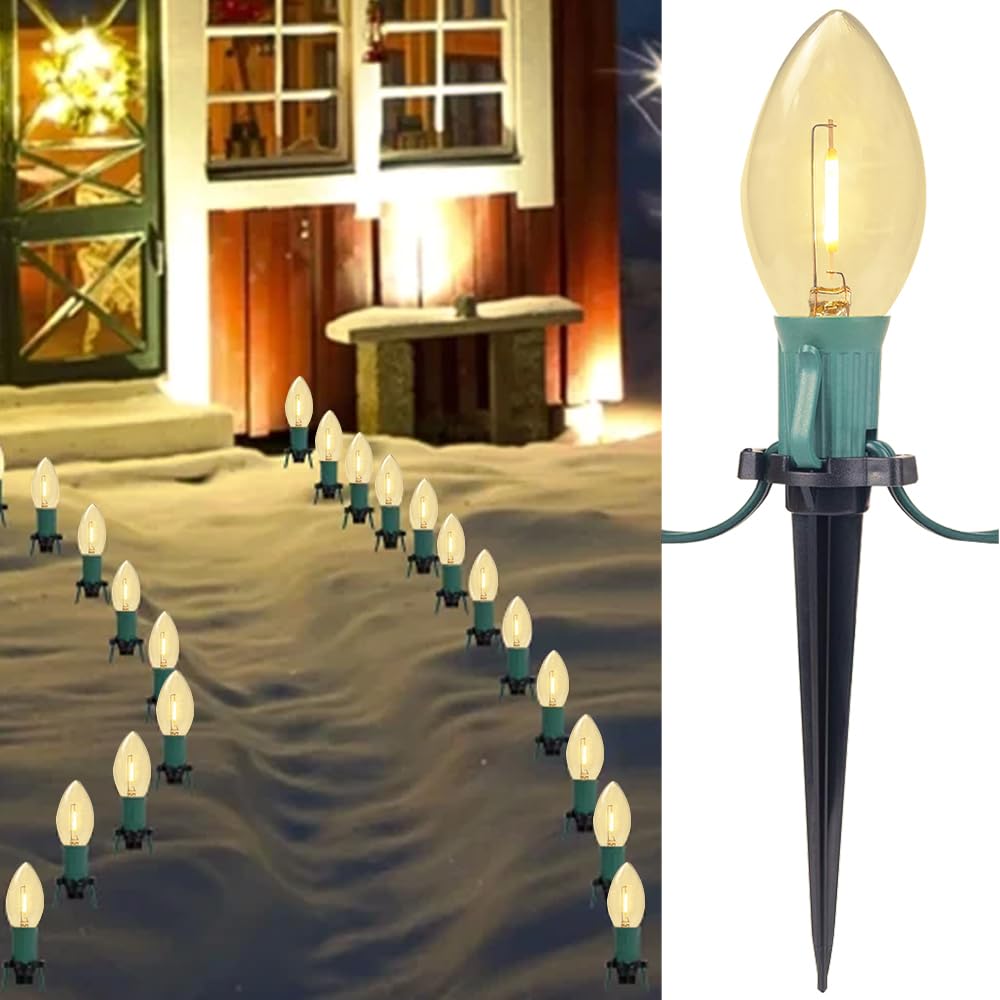 C9 Christmas Pathway Lights, 38FT C9 Christmas Pathway String Lights ...