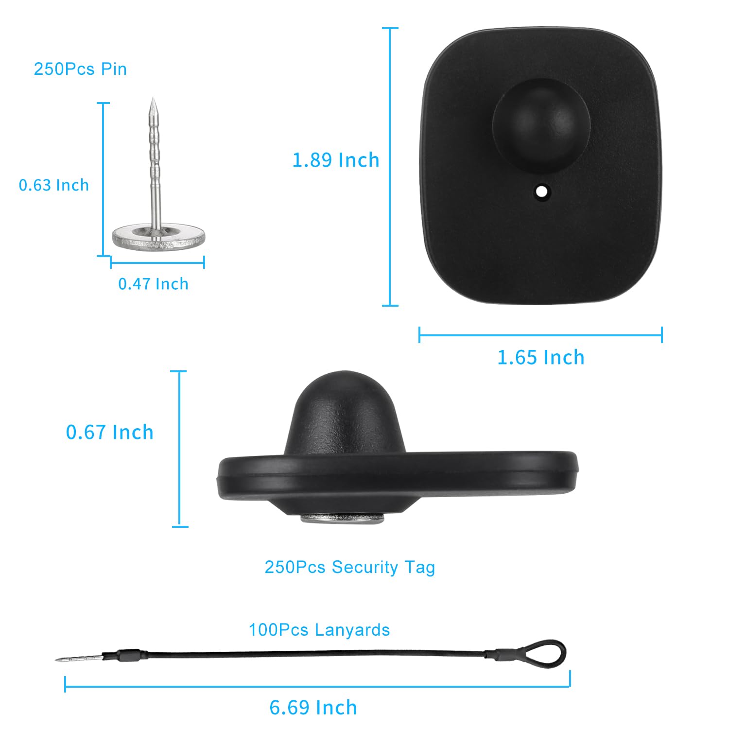 Snapklik.com : 250Pcs 82Mhz RF Clothing Security Tags, EAS Mini Square Tag