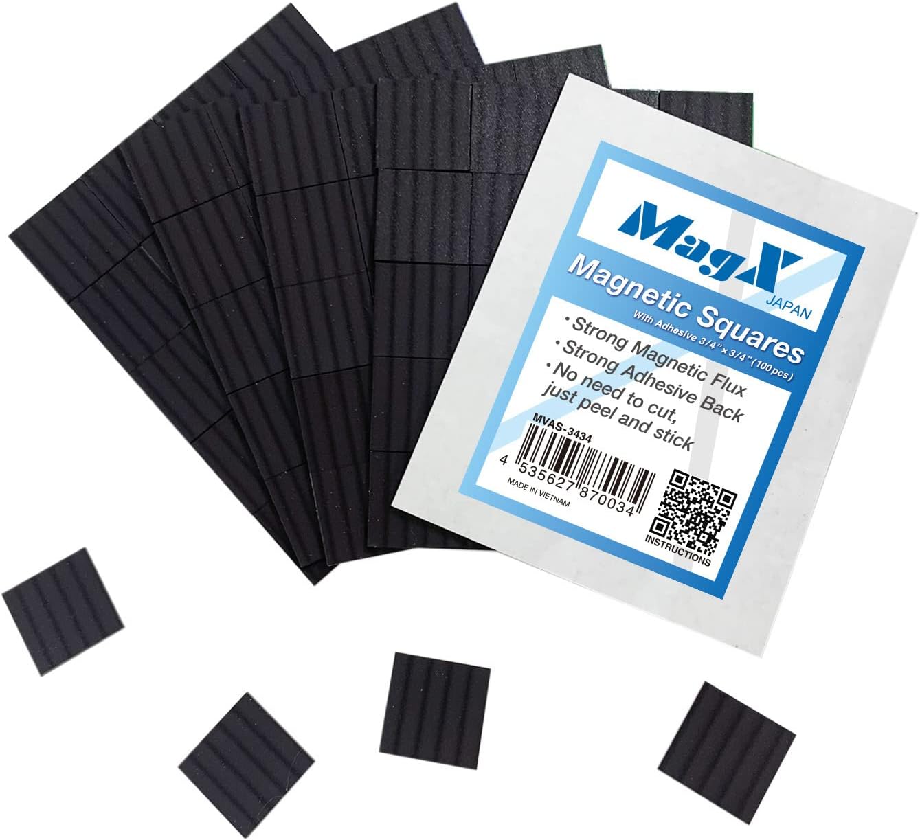 Amazon.com : MagX Magnetic Squares with Adhesive Backing, Each 3/4 Inch ...
