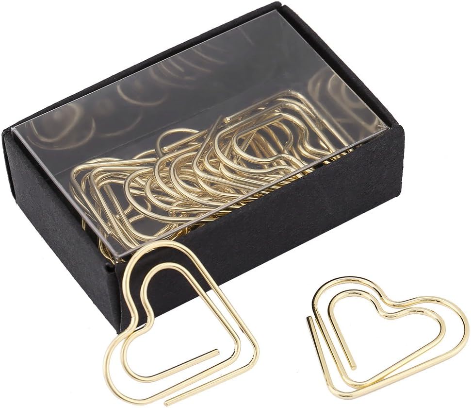 Amazon.com : Cute Paperclips, Gold Heart Paper Clips, Heart Paperclips ...