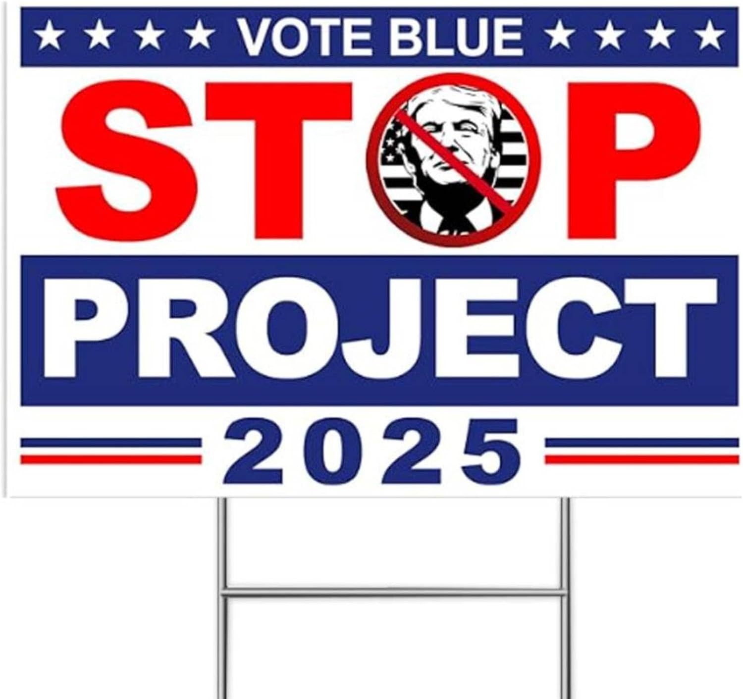 Amazon.com: Stop Project 2025 Yard Sign, Save Democracy Vote Democrat ...