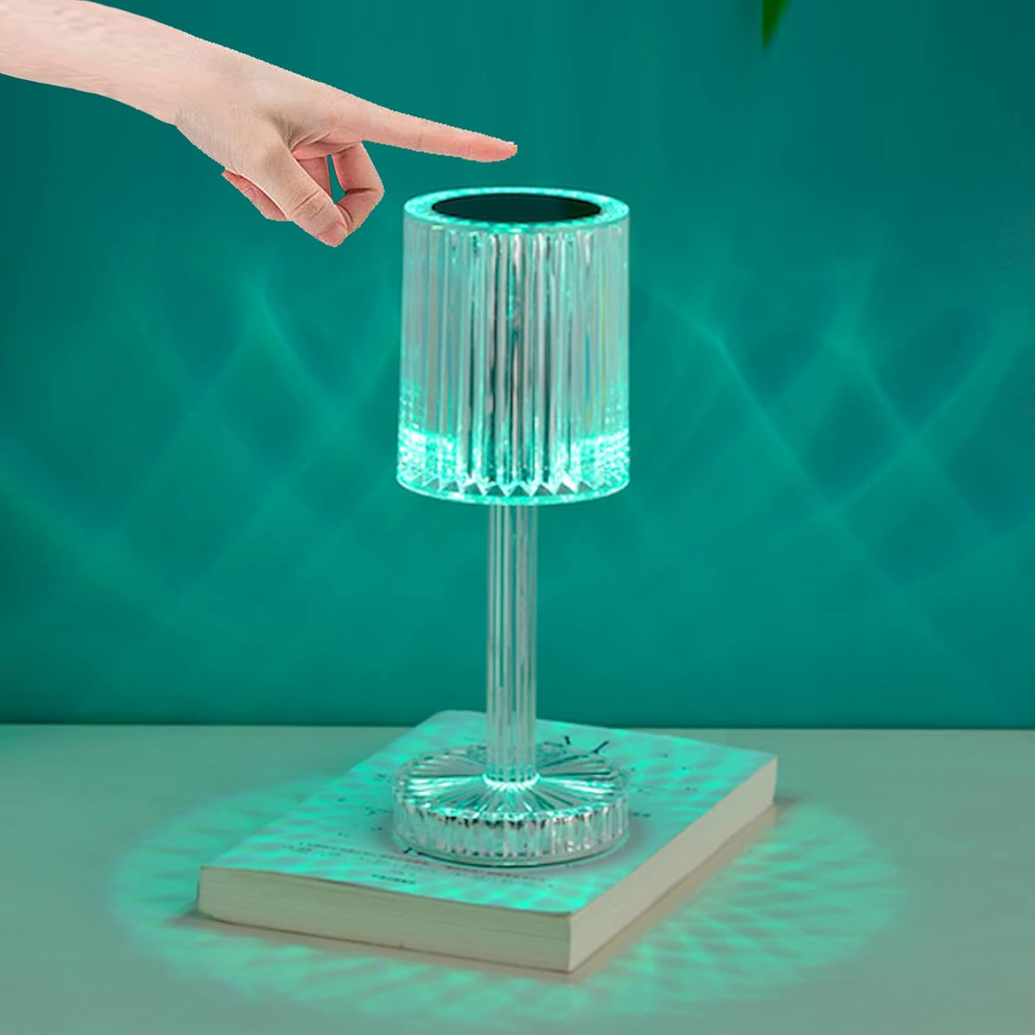 NMM Gatsby Crystal Lamp, 3D Diamond Acrylic Touching Control Crystal ...