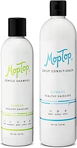 MopTop Gentle Shampoo (8Oz) + Daily Conditioner (16Oz) for Wavy, Curly ...