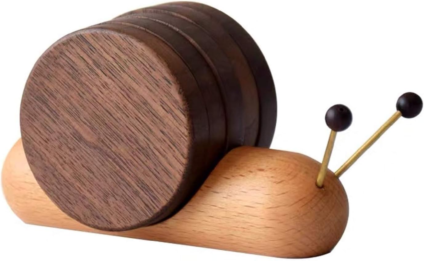 Amazon.com: Coasters Drinks Wooden Snail Funny Coasters Boho Coasters ...