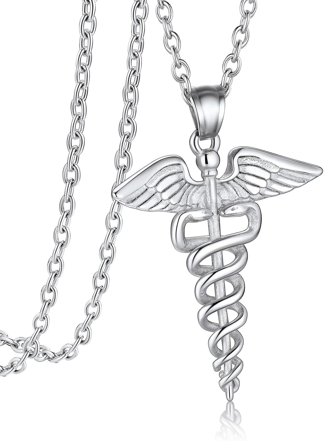 Bandmax Stainless Steel Caduceus Necklace for Doctor Nurse Caduceus ...