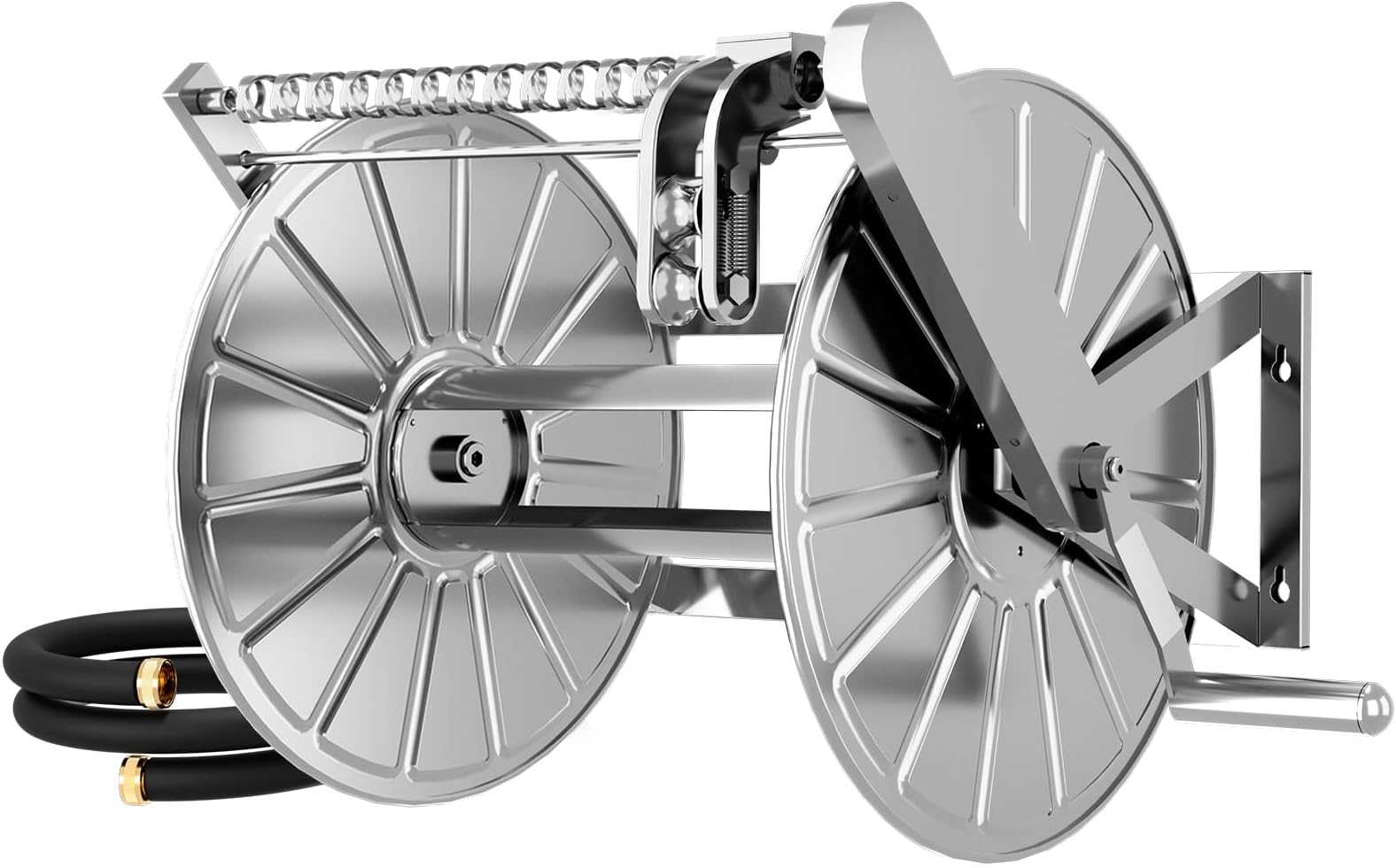 Amazon.com: Efurden Stainless Steel Garden Hose Reel with 5 Ft Leader ...