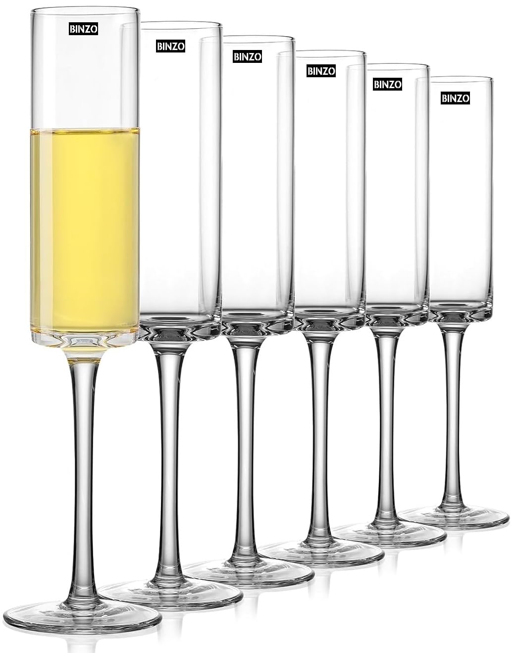 Buy BINZO Champagne Flute Glasses, Set of 6, 180 ml, Premium Beautiful ...