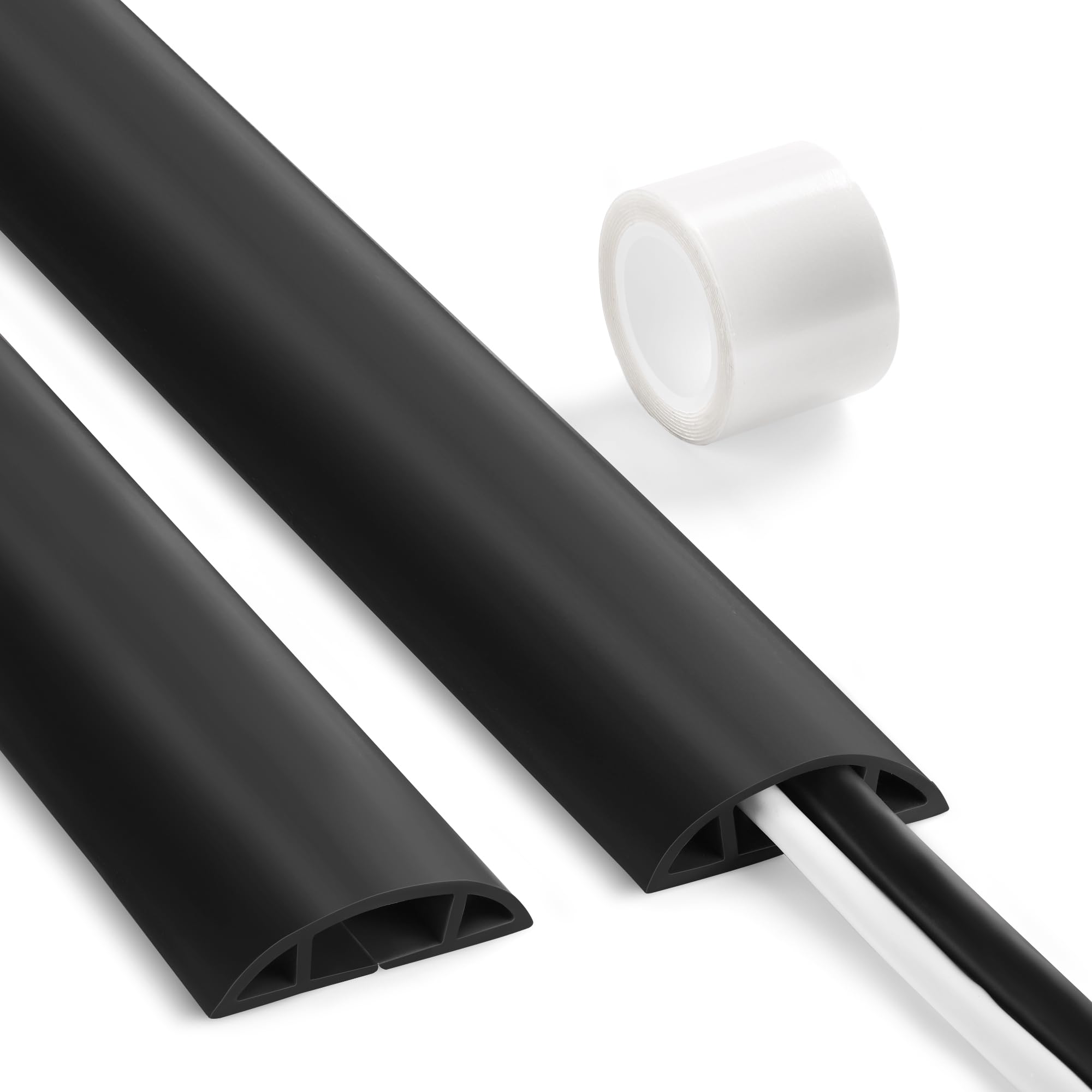 Amazon.com: 8.5ft Black Cord Floor Cover, Low Profile Cord Cover Floor ...